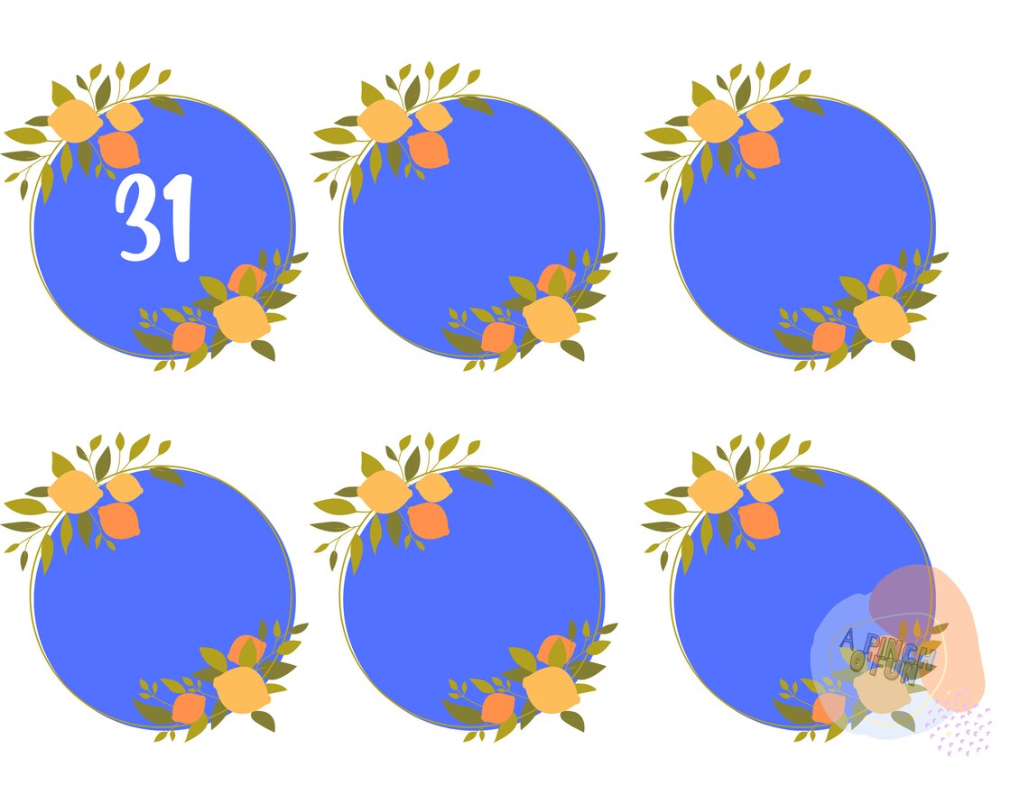 Printable Calendar Numbers 1 Through 31 Wall Decor Modern Colorful ...