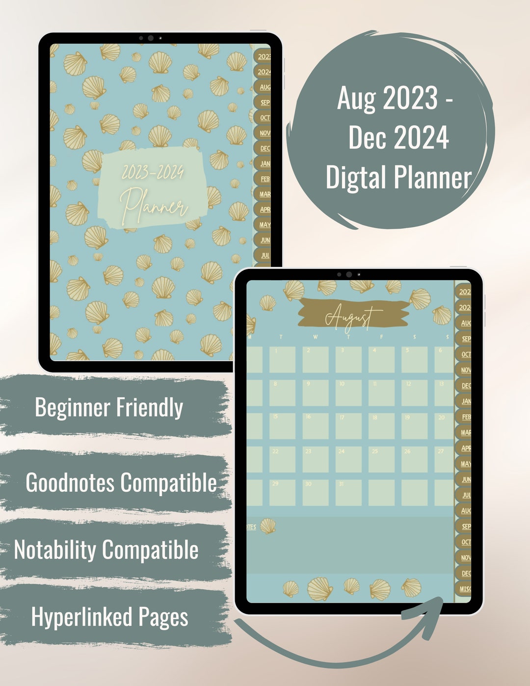 2023-2024 Digital Planner, Goodnotes Planner, Notability Planner, All ...