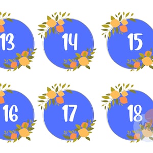 Printable Calendar Numbers 1 Through 31 Wall Decor Modern Colorful ...