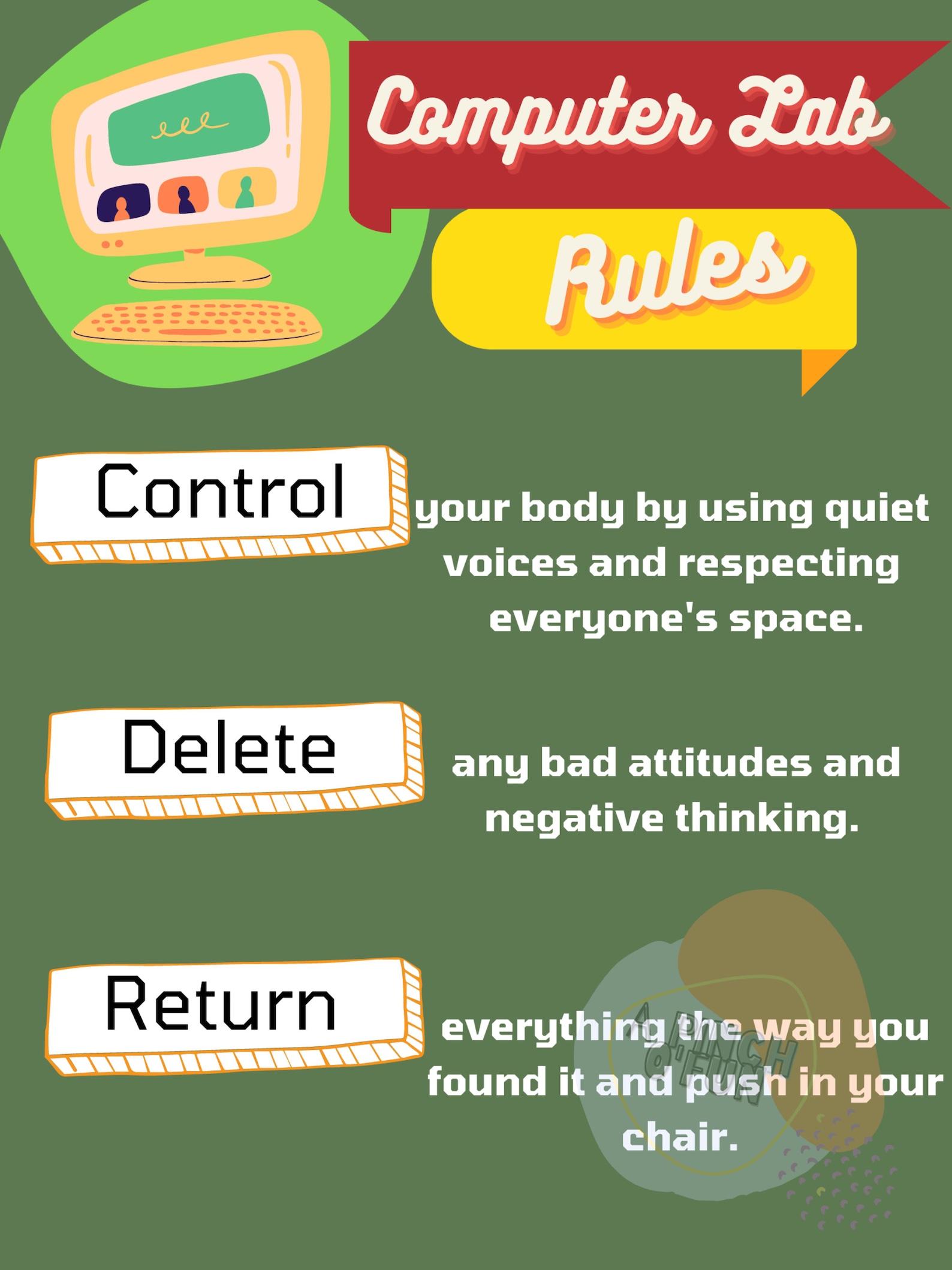 Printable Computer Sciencelab Rules Poster Wall Decor Modern Colorful ...