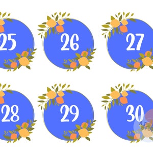 Printable Calendar Numbers 1 Through 31 Wall Decor Modern Colorful ...