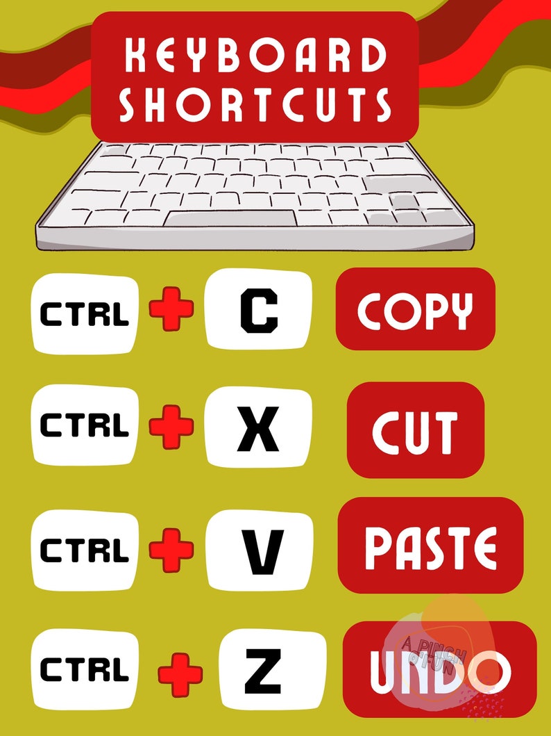 Printable Computer Science Keyboard Shortcuts Poster Wall Decor Modern ...