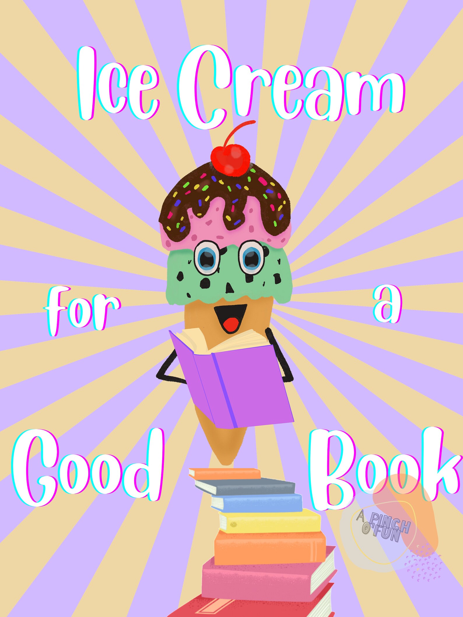 Printable Ice Cream Library Poster Books Wall Decor Modern Colorful ...