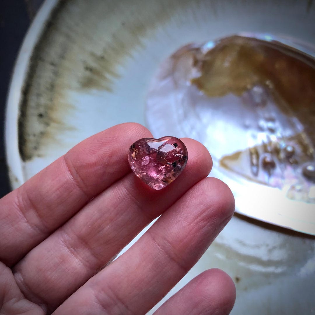 Pink Clear Tourmaline Heart, Gem Quality Pocket Heart, Rubelite ...