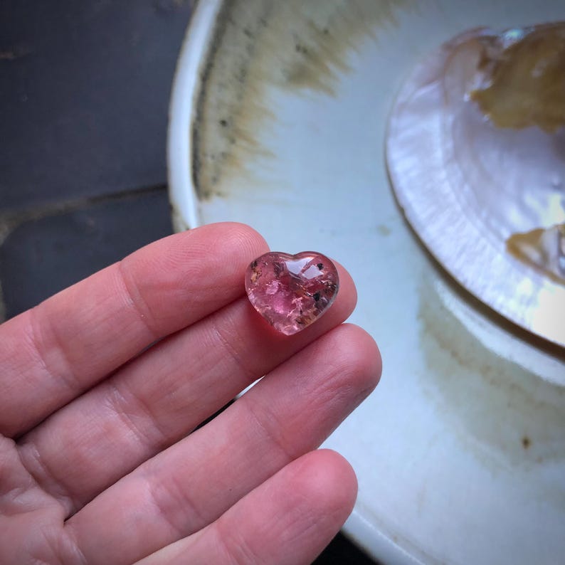 Pink Clear Tourmaline Heart, Gem Quality Pocket Heart, Rubelite ...