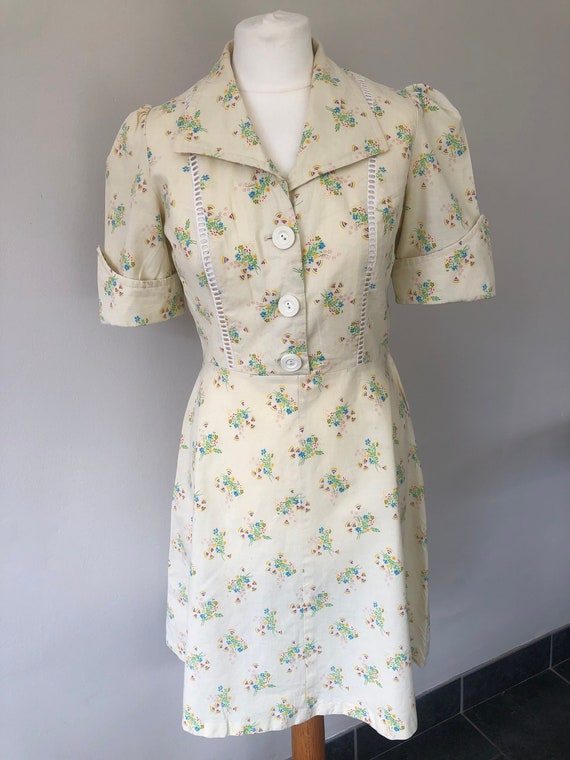 Original 1970s does 1940s Dress - Med - Gem