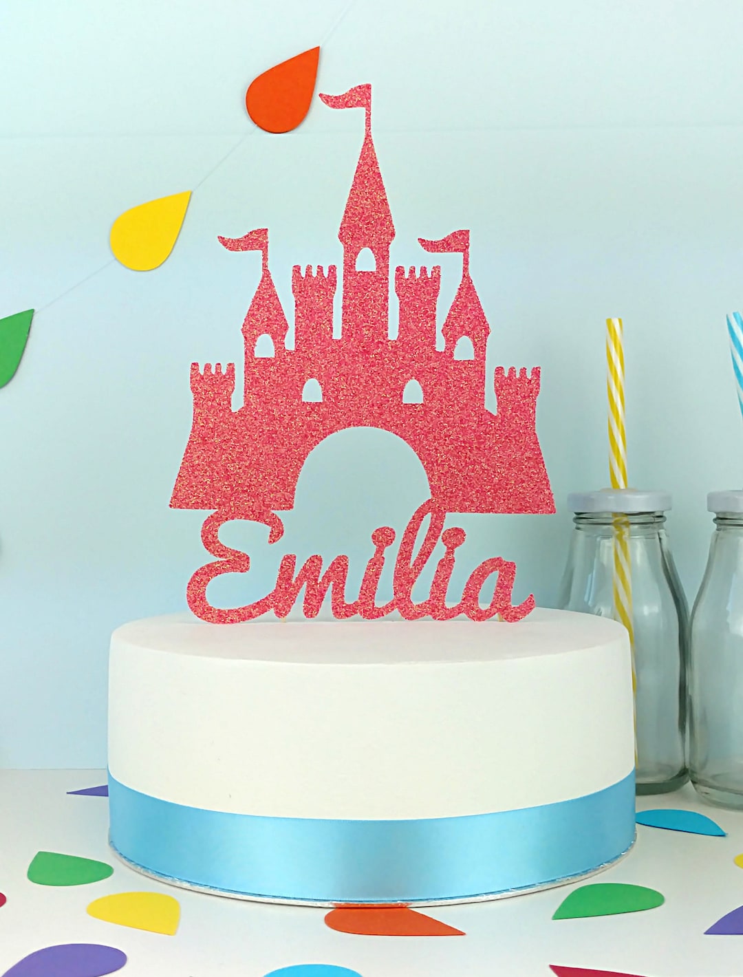 Princess Castle Cake Topper, Name Cake Topper - Choose Your Colour ...