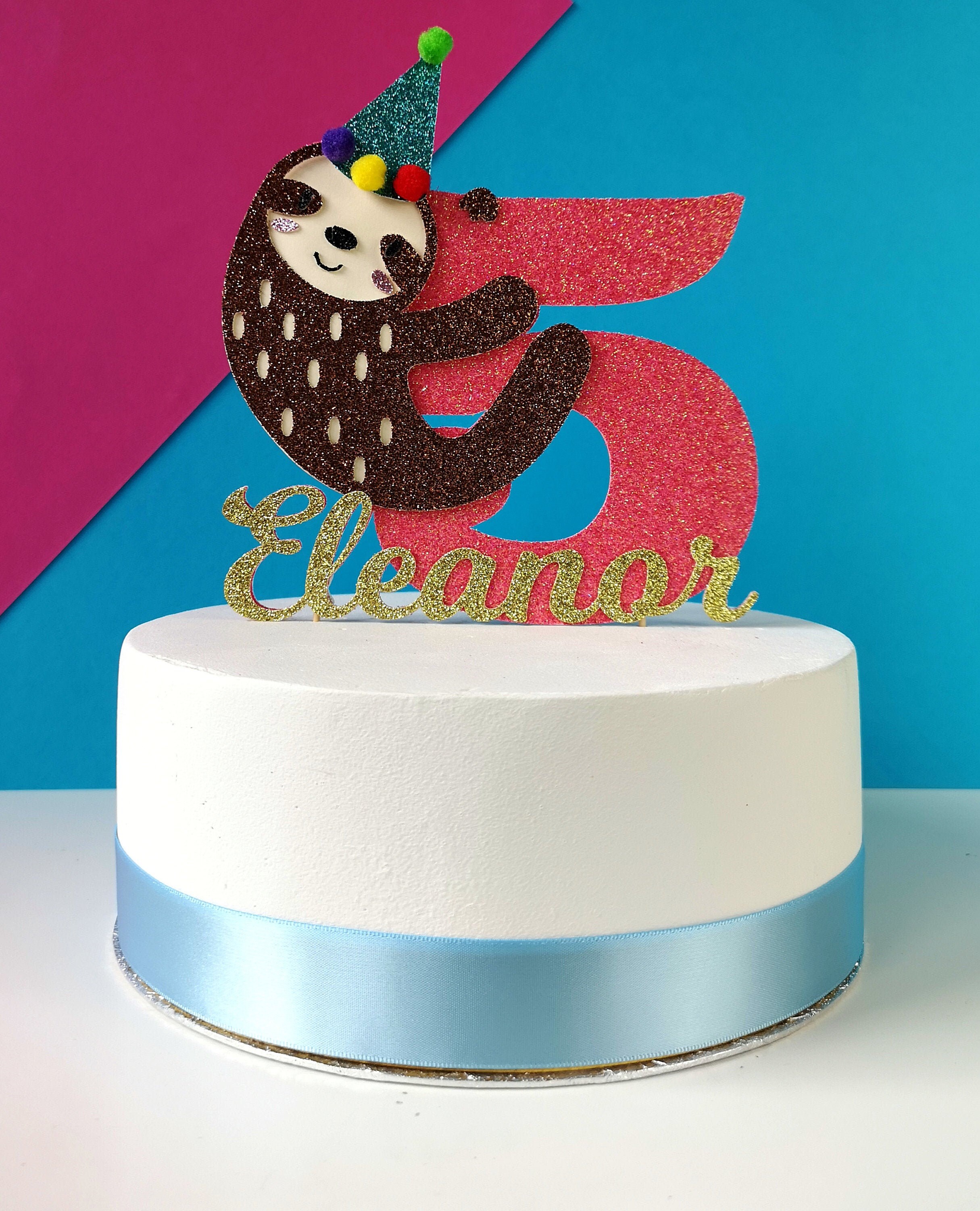 Personalized Sloth Custom Cake Topper Tropical Party Decor - Etsy
