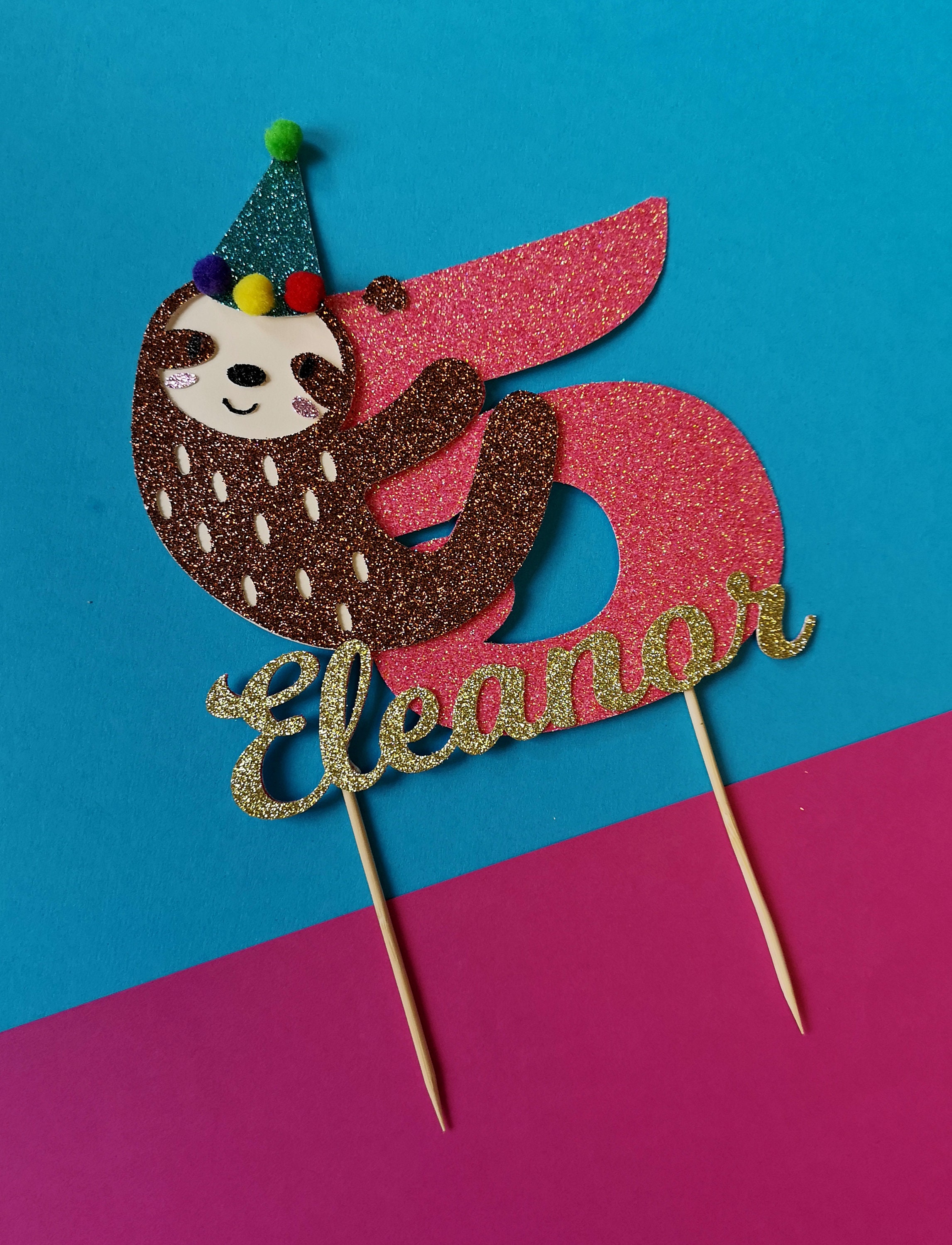 Personalized Sloth Custom Cake Topper Tropical Party Decor - Etsy