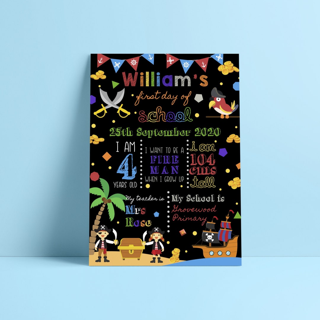 First Day of School Sign - Personalised Pirates - Cute Photo Prop - Etsy