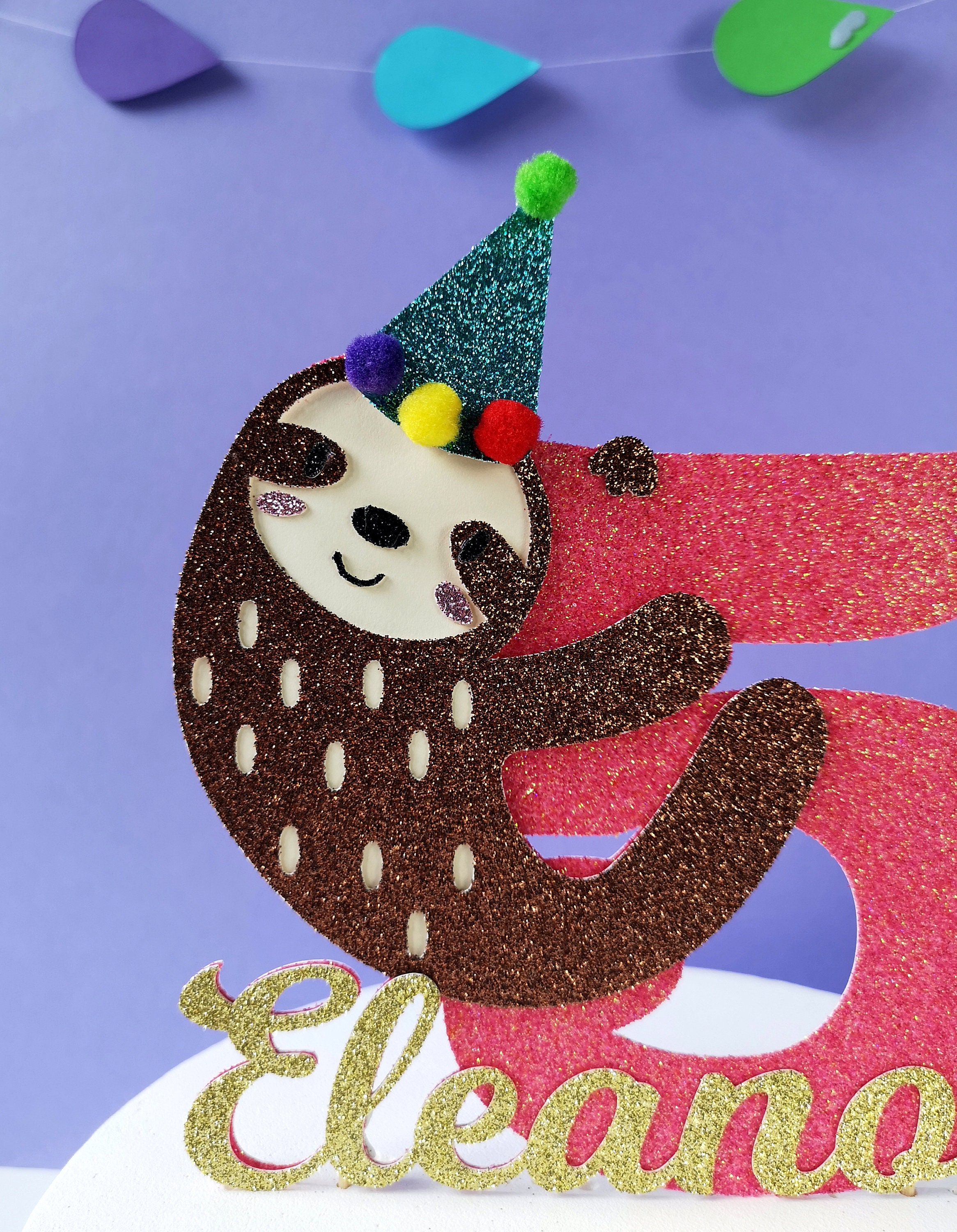 Personalized Sloth Custom Cake Topper Tropical Party Decor - Etsy