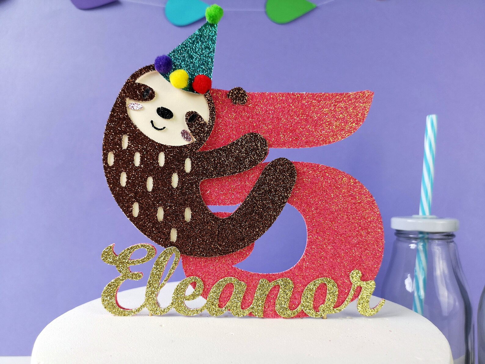 Personalized Sloth Custom Cake Topper Tropical Party Decor | Etsy