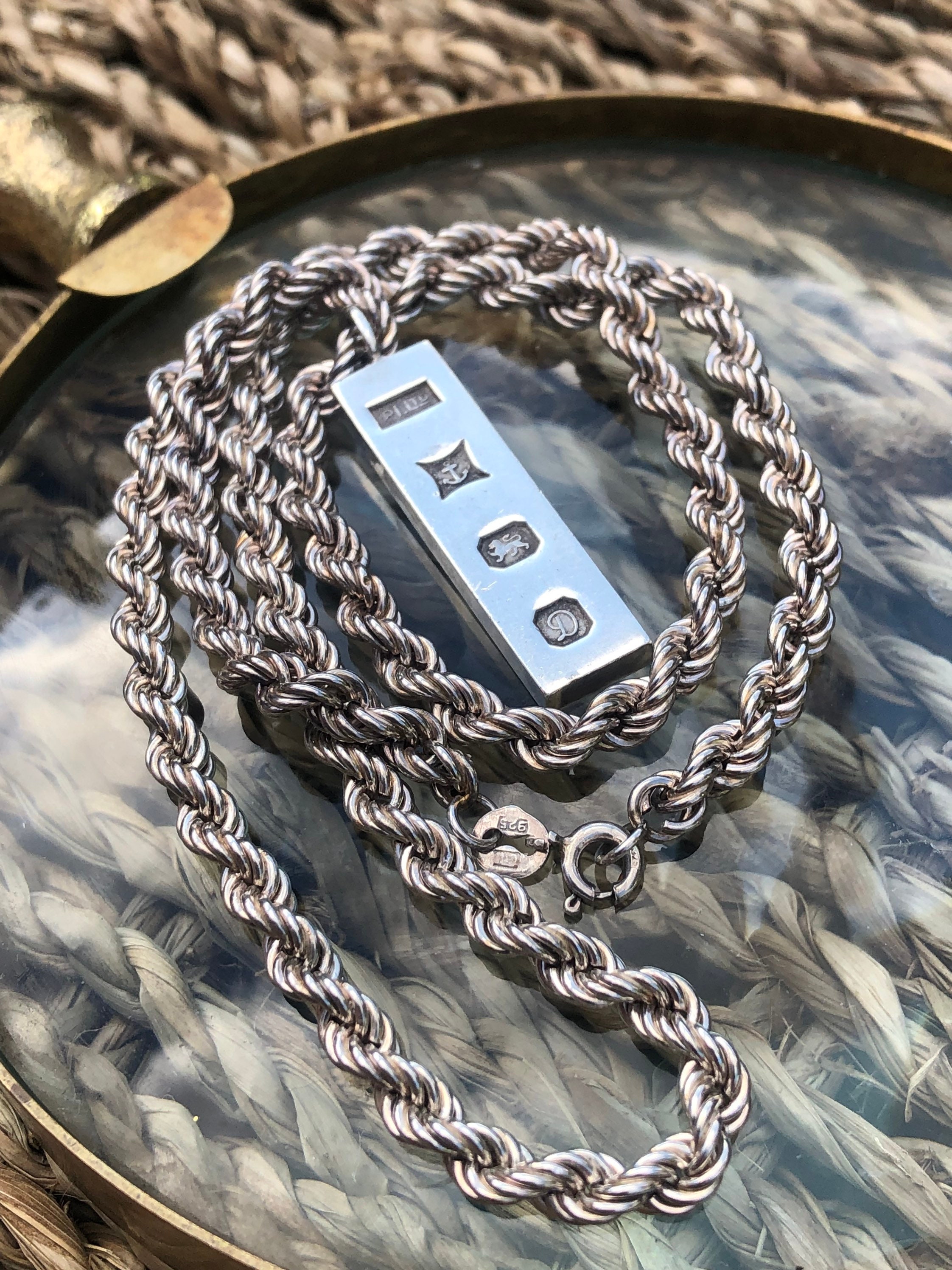 Vintage Silver Ingot Pendant With Silver Necklace Chain, 1977 ...