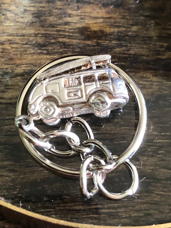 Silver Vintage Fire Truck Fire Engine Articulated Key… - Gem