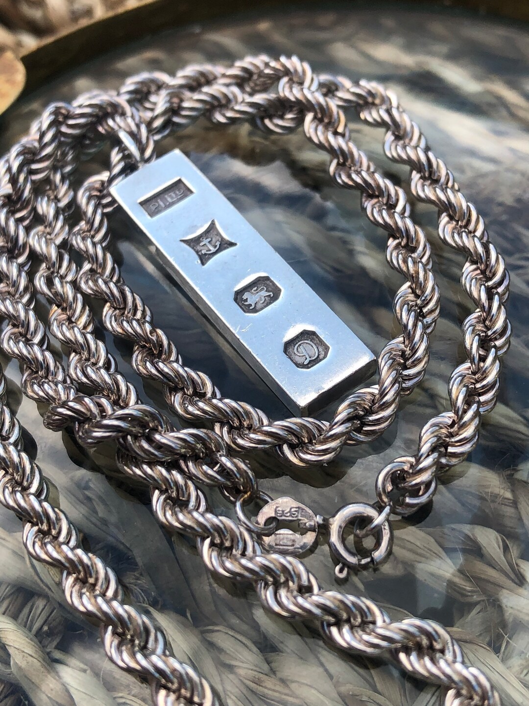 Vintage Silver Ingot Pendant With Silver Necklace Chain, 1977 ...