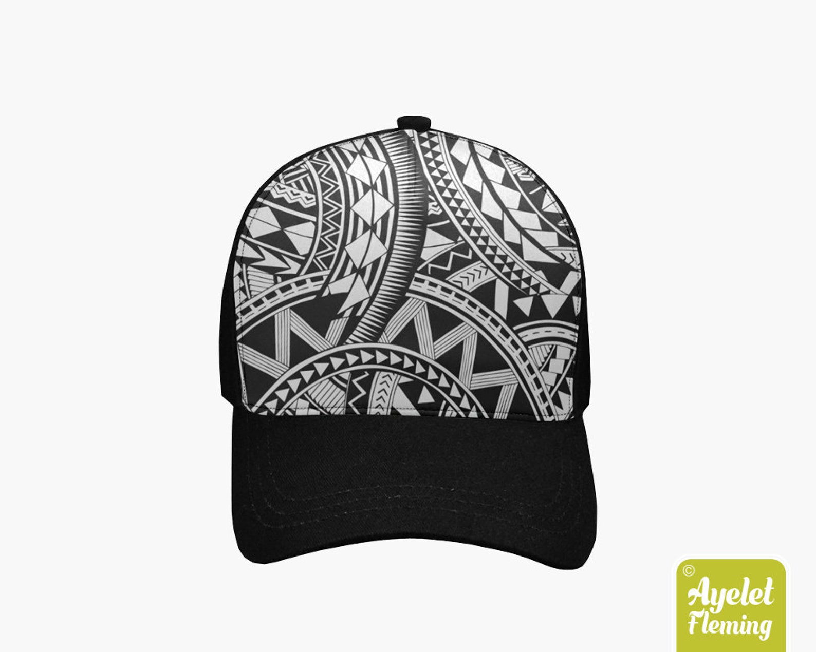 Polynesian baseball cap Samoan 6 panel hat Black cap with | Etsy