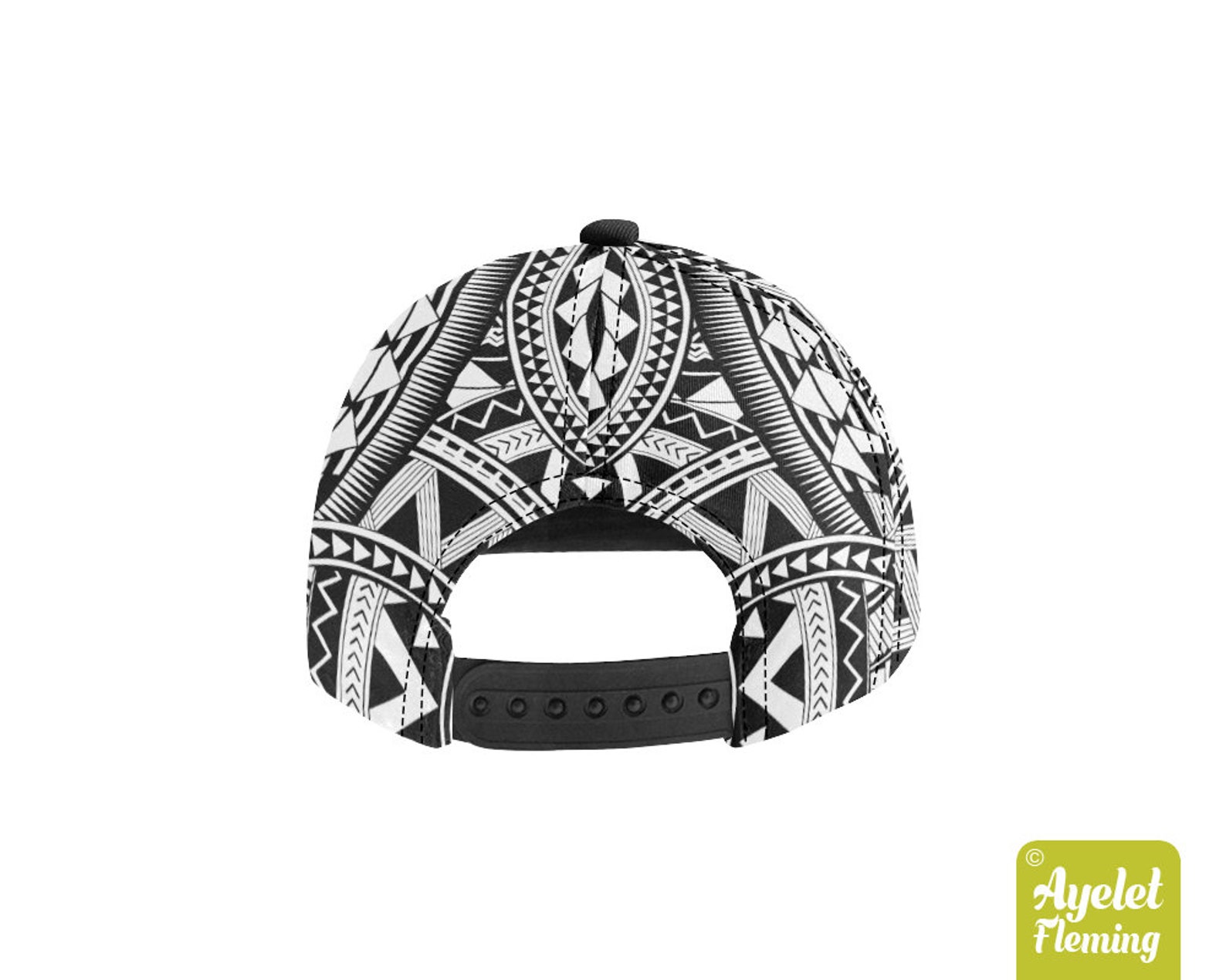 Polynesian baseball cap Samoan 6 panel hat black white | Etsy