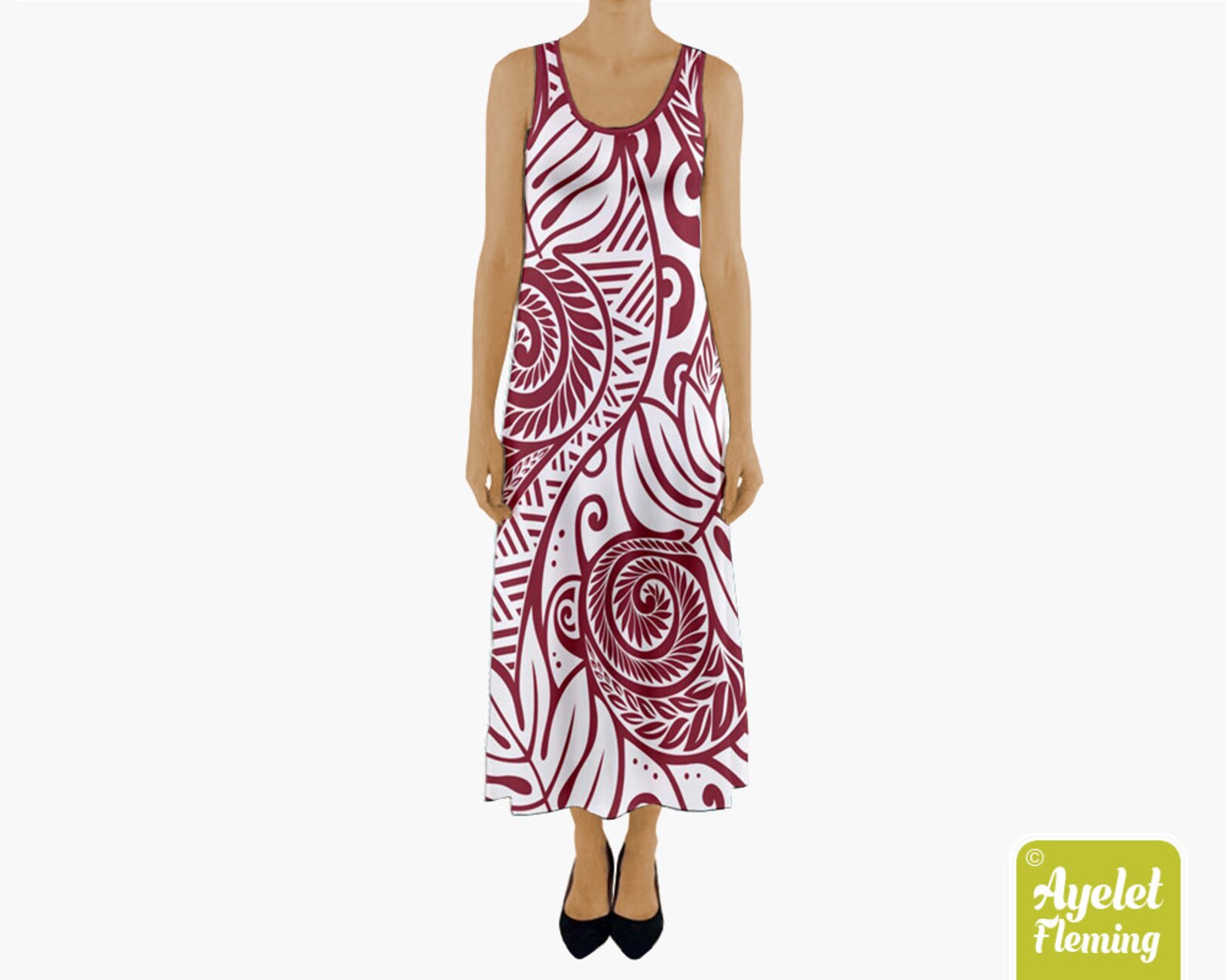 Hawaiian Dresses Ulu Polynesian Dress Burgundy White - Etsy