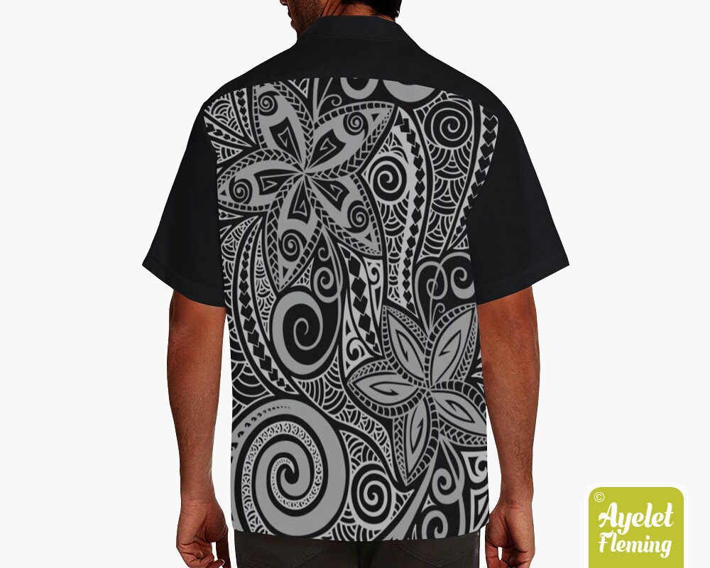 Hawaiian shirt men Polynesian shirt Samoan shirt Half | Etsy