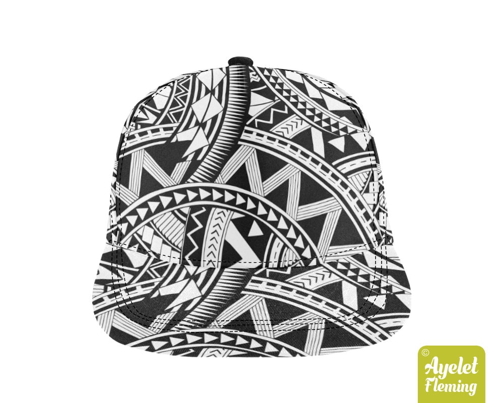 Polynesian baseball cap Samoan 6 panel hat black white | Etsy