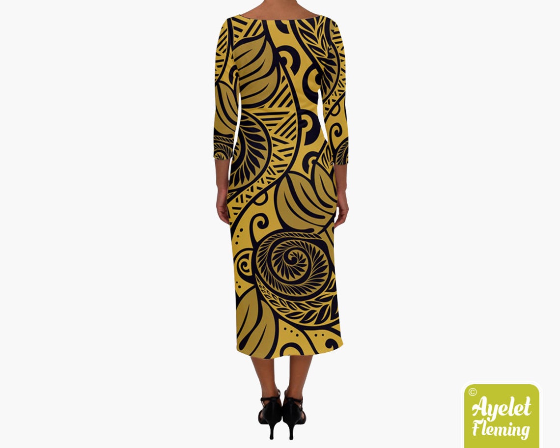 Hawaiian Dress Women Ulu Midi Dress Polynesian Dress | Etsy