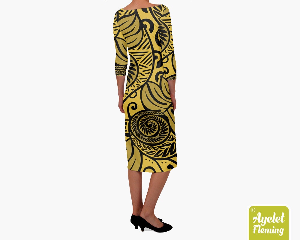 Hawaiian Dress Women Ulu Midi Dress Polynesian Dress | Etsy