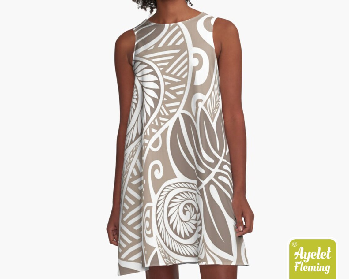 Polynesian Dress Hawaiian Dress Women Ulu Light Brown | Etsy