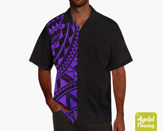 Hawaiian shirt men Polynesian shirt Samoan shirt Half | Etsy