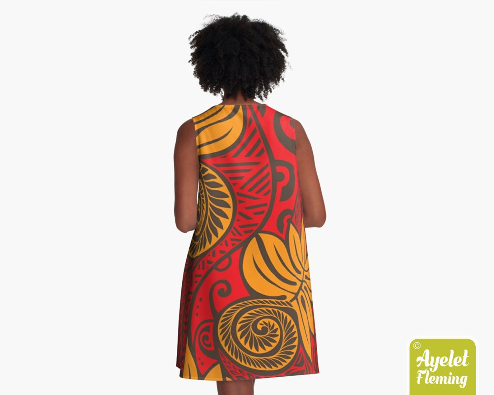 Hawaiian Dress Women Ulu Polynesian Dress Red Orange Brown | Etsy