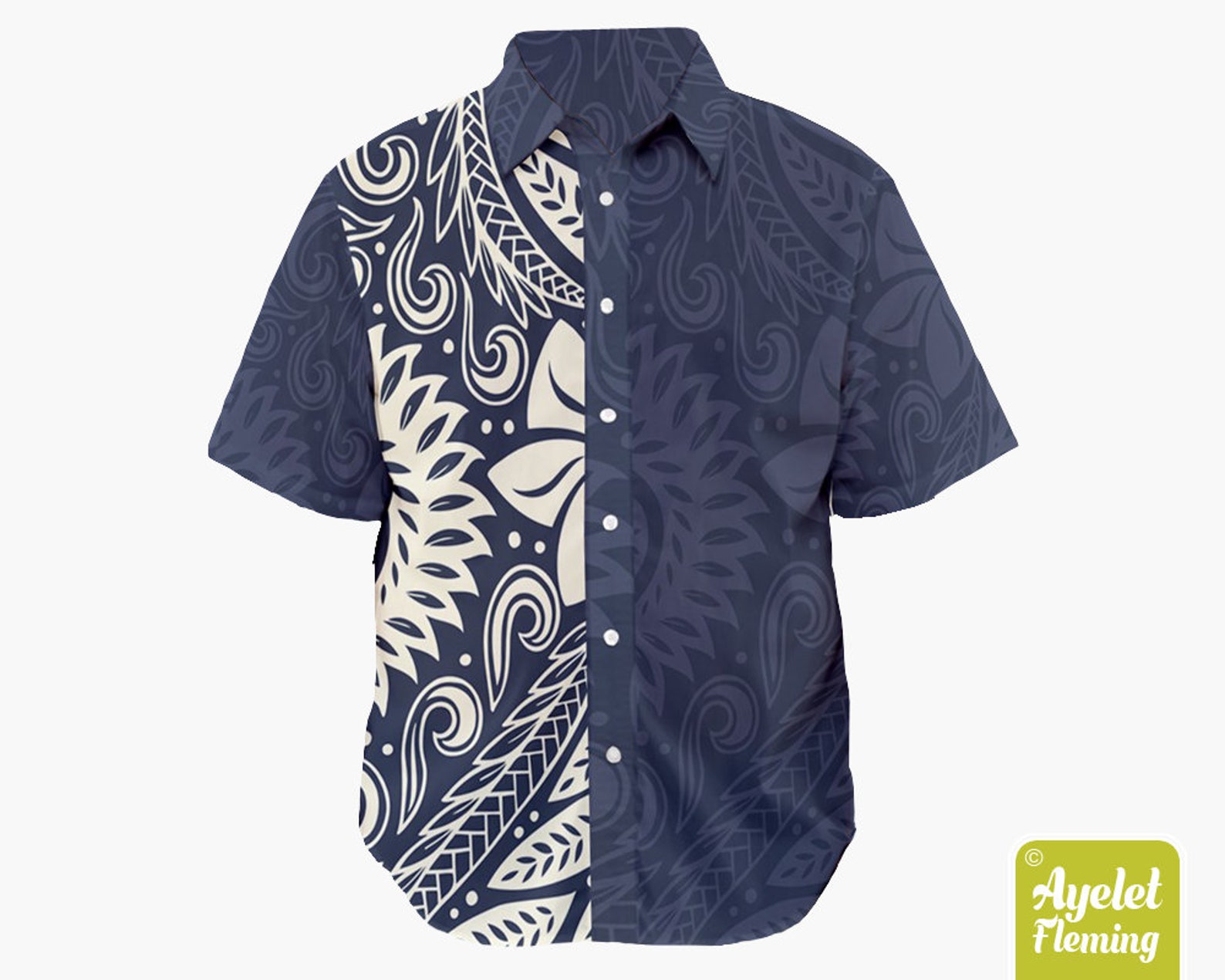 Hawaiian Shirt Men Polynesian Shirt Samoan Shirt Dark - Etsy