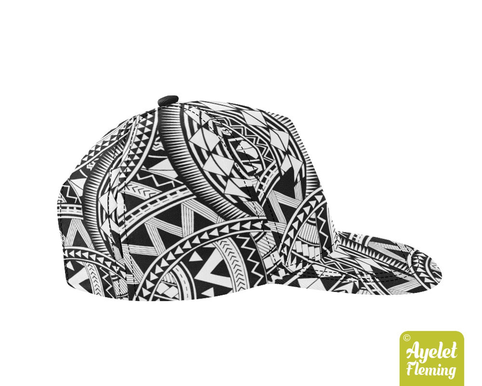 Polynesian Baseball Cap Samoan 6 Panel Hat Black White - Etsy