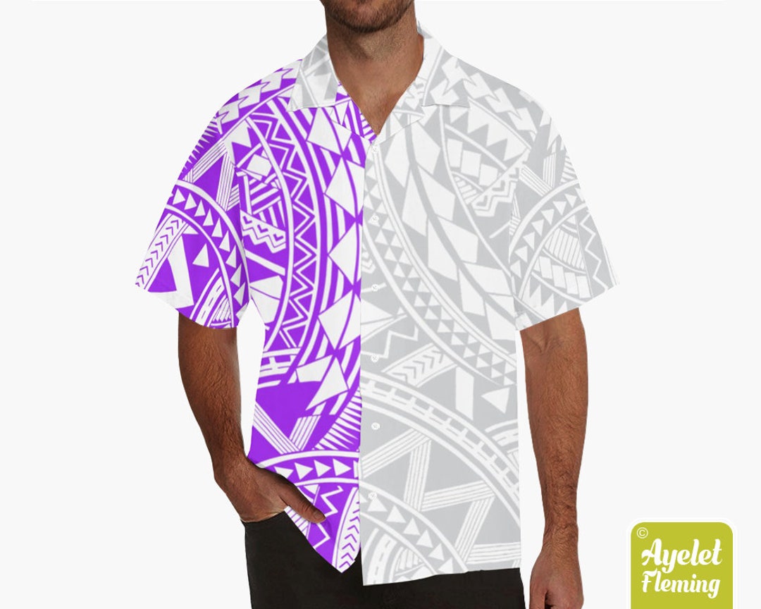 Hawaiian Shirt Men - Polynesian Shirt Design on Sleeve - Samoan Shirt ...