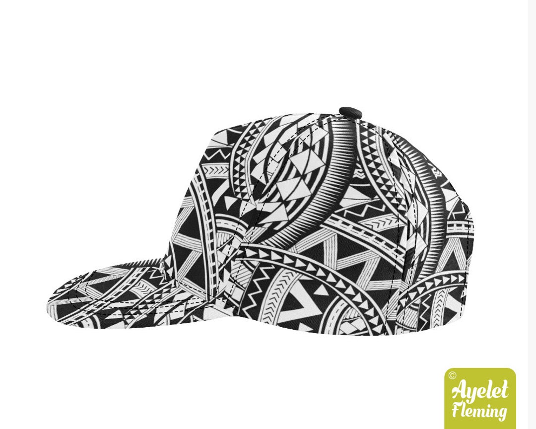 Polynesian Baseball Cap - Samoan 6 Panel Hat Black White - Etsy