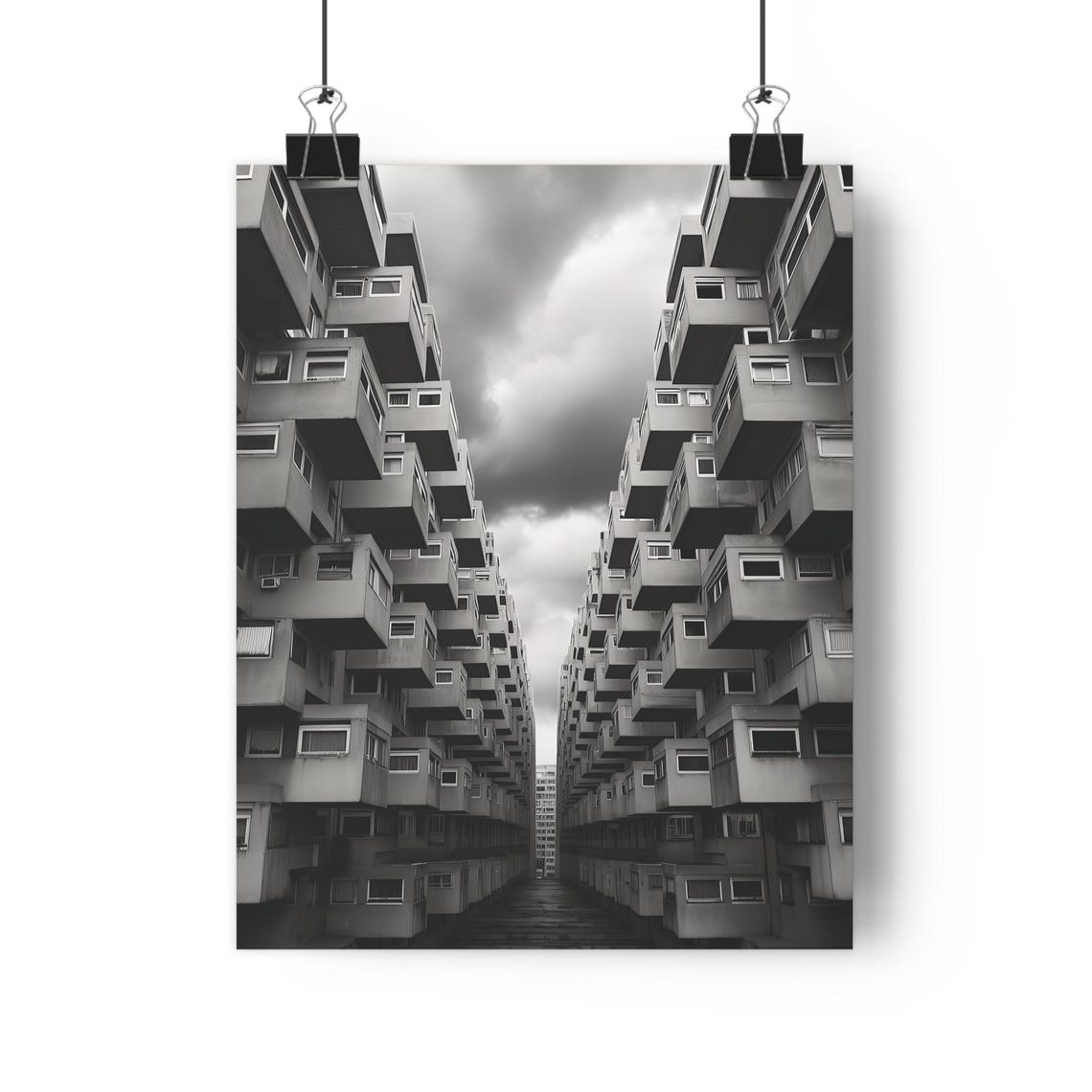 Brutalist Architecture Print: Concrete Blocks, Geometric Urban Design ...