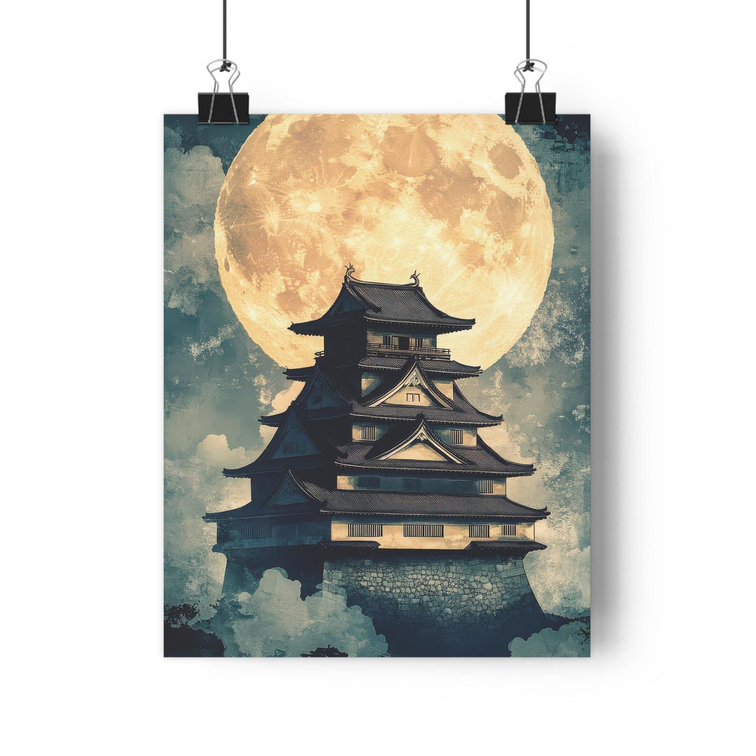 Japanese Castle Art Print: Shiro Moon Giclée Poster - Etsy