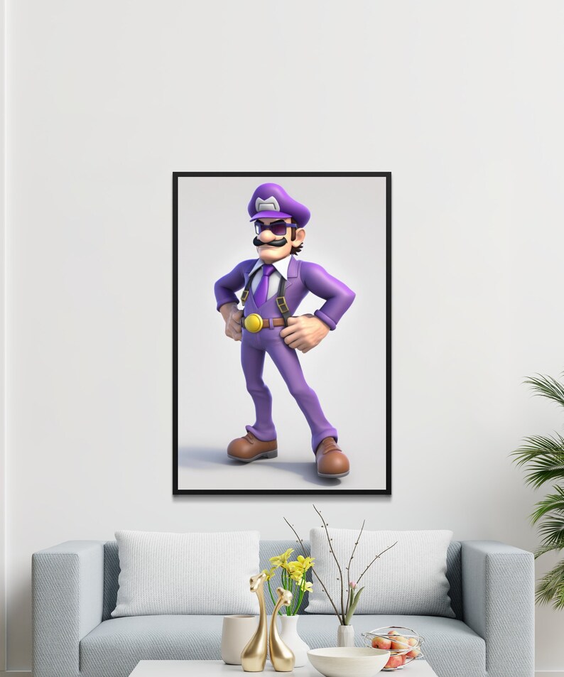 Waluigi Wall Art - Waluigi Print - Printable Wall Art - Digital ...