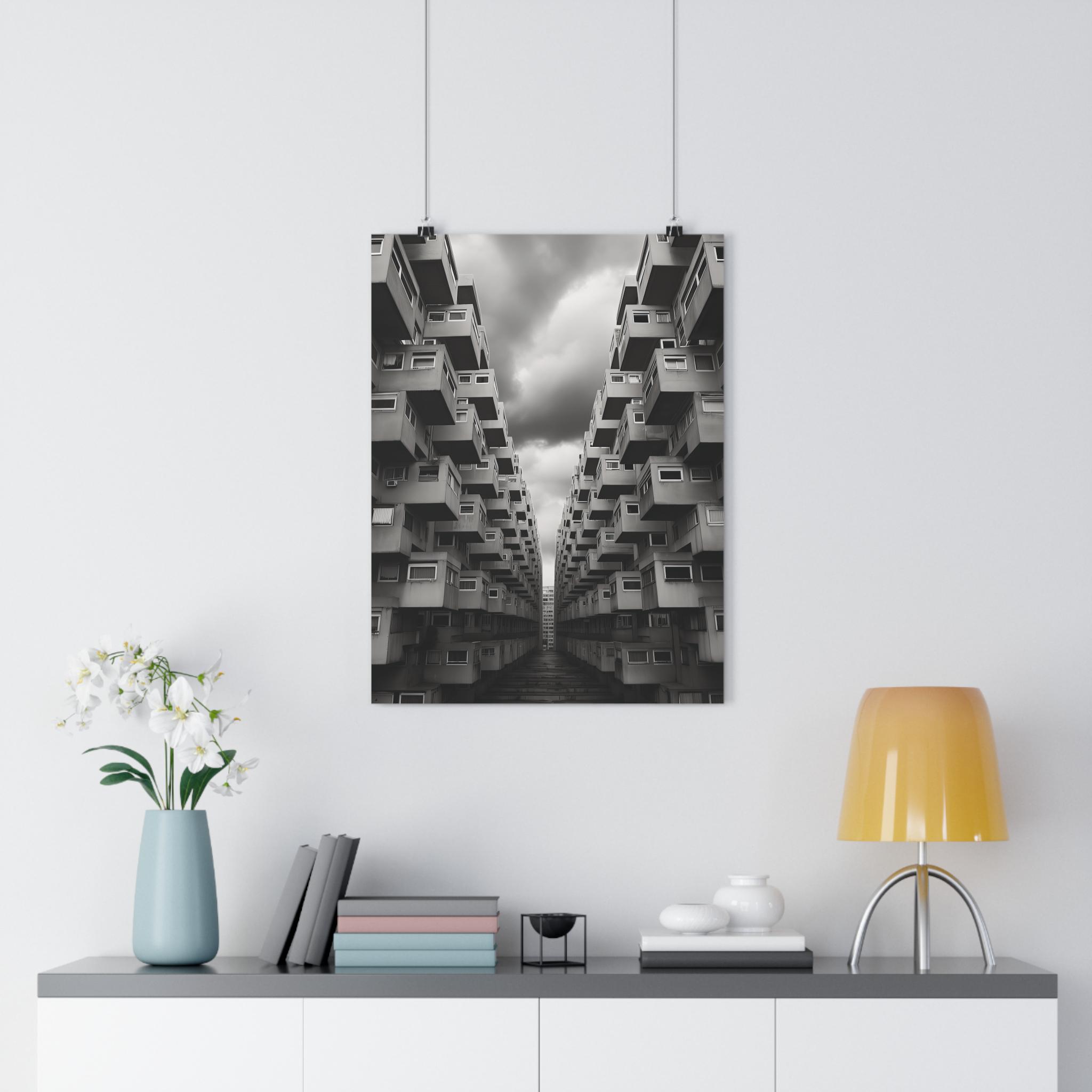 Brutalist Architecture Print: Concrete Blocks, Geometric Urban Design ...