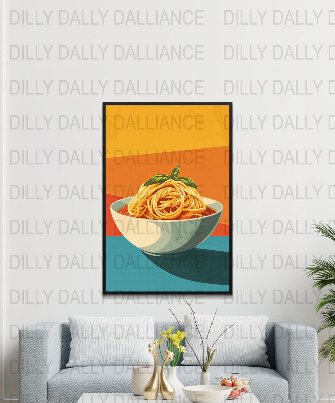 Spaghetti Poster - Spaghetti Print - Kitchen Wall Art - Digital ...