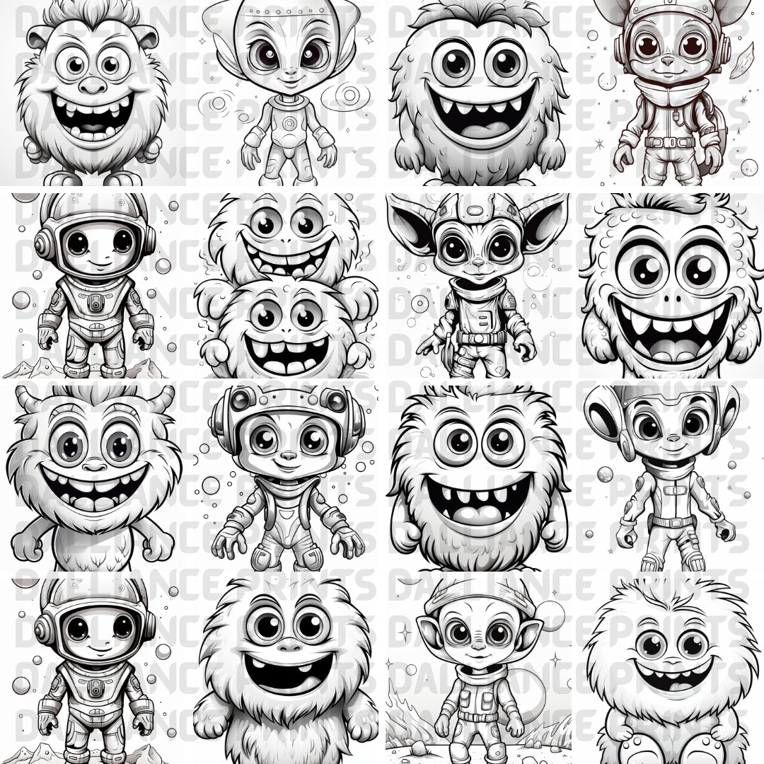 50 Monsters and Aliens Colouring Pages - Children's Coloring Pages ...