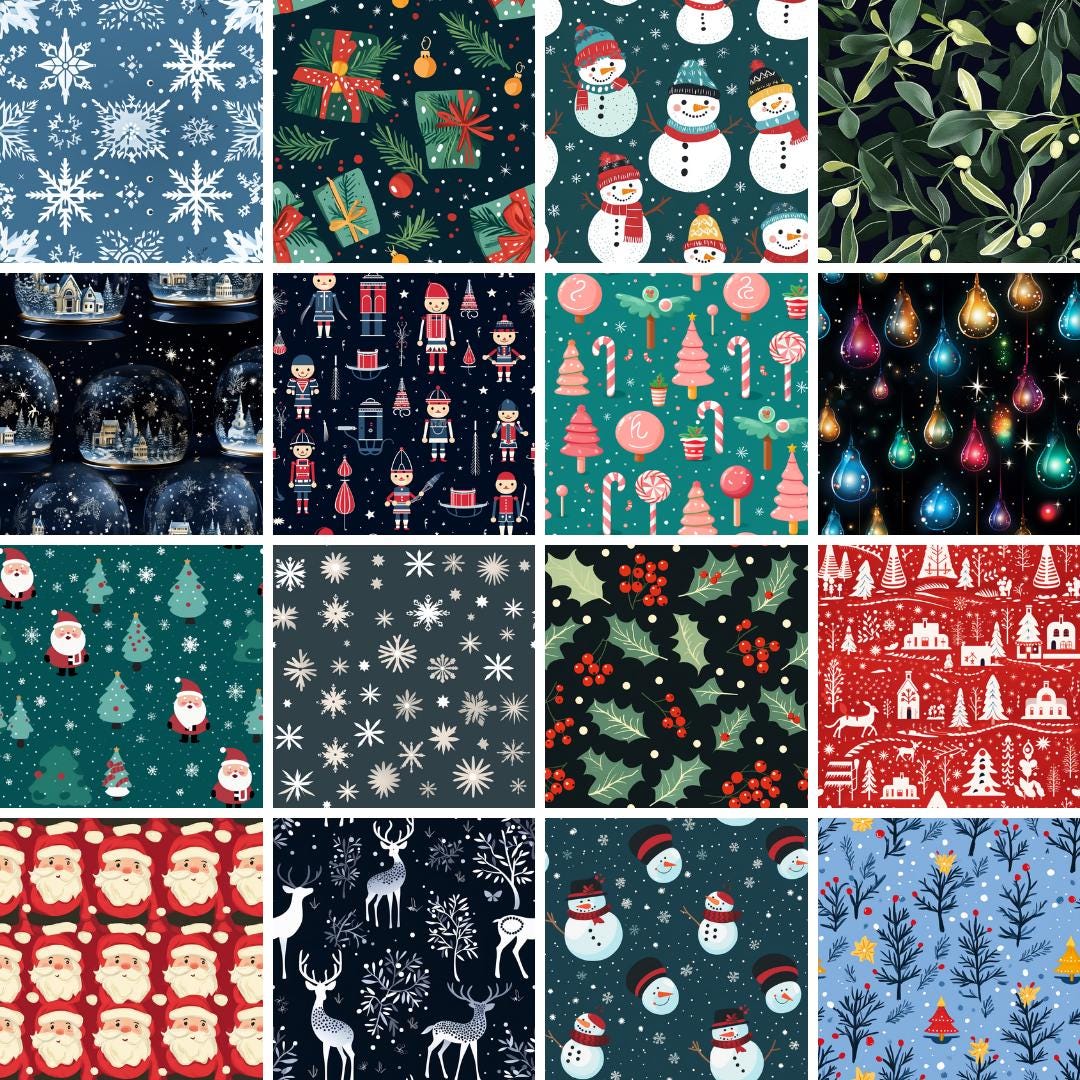 500+ Christmas Seamless Patterns – Holiday Digital Paper (digital ...