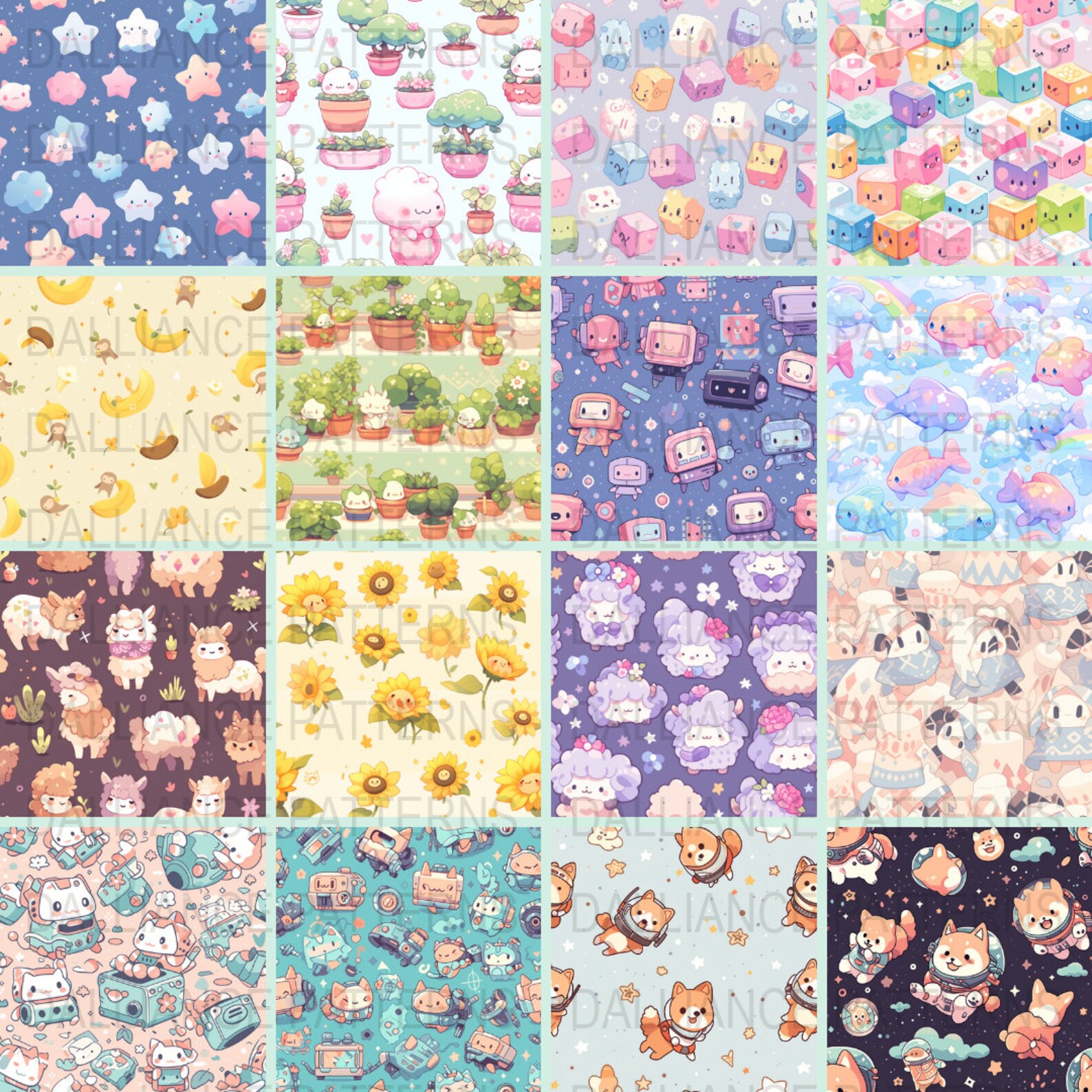 350 Kawaii Patterns - Kawaii Patterns - Wallpaper - Seamless Patterns ...