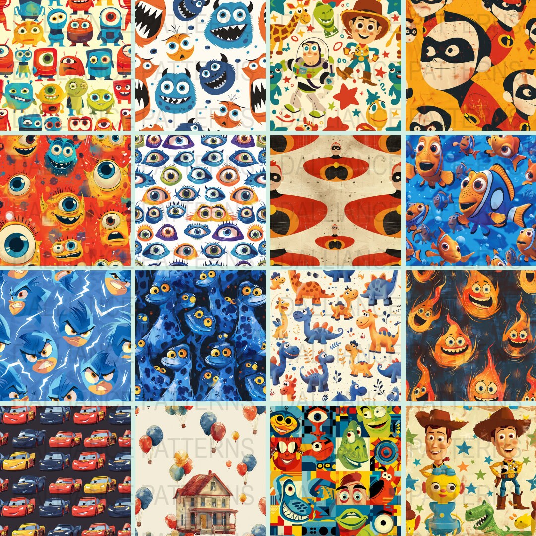 Pixar Movie Patterns: Seamless Digital Paper (digital Download) - Etsy