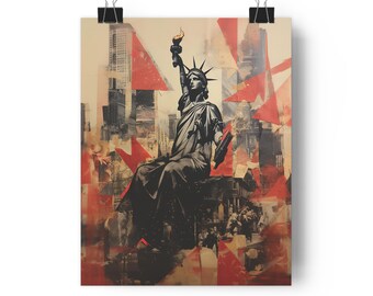 Statue of Liberty V2 Paper Cut Craft Illustration Print, Travel Poster ...