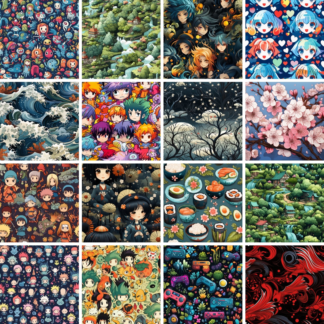 700+ Anime Patterns - Seamless Patterns - Anime Digital Paper - Digital ...