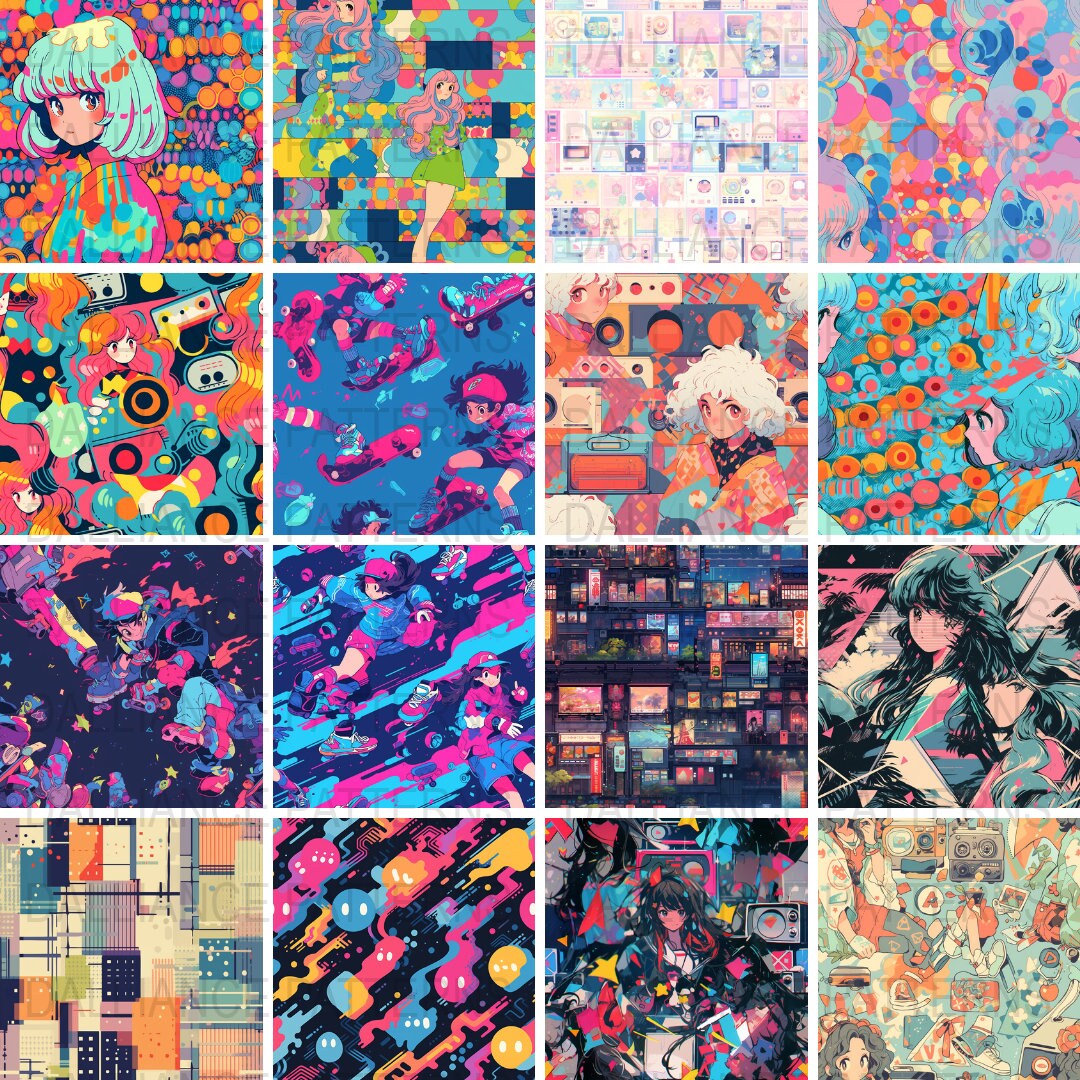 100 Retro Anime Patterns Anime Patterns Anime Wallpaper Seamless ...