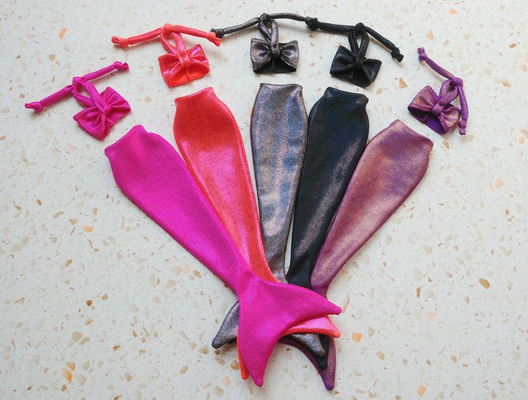 2 Doll Mermaid Tail and Top Sets for 12" Fashion Dolls in Shimmery ...