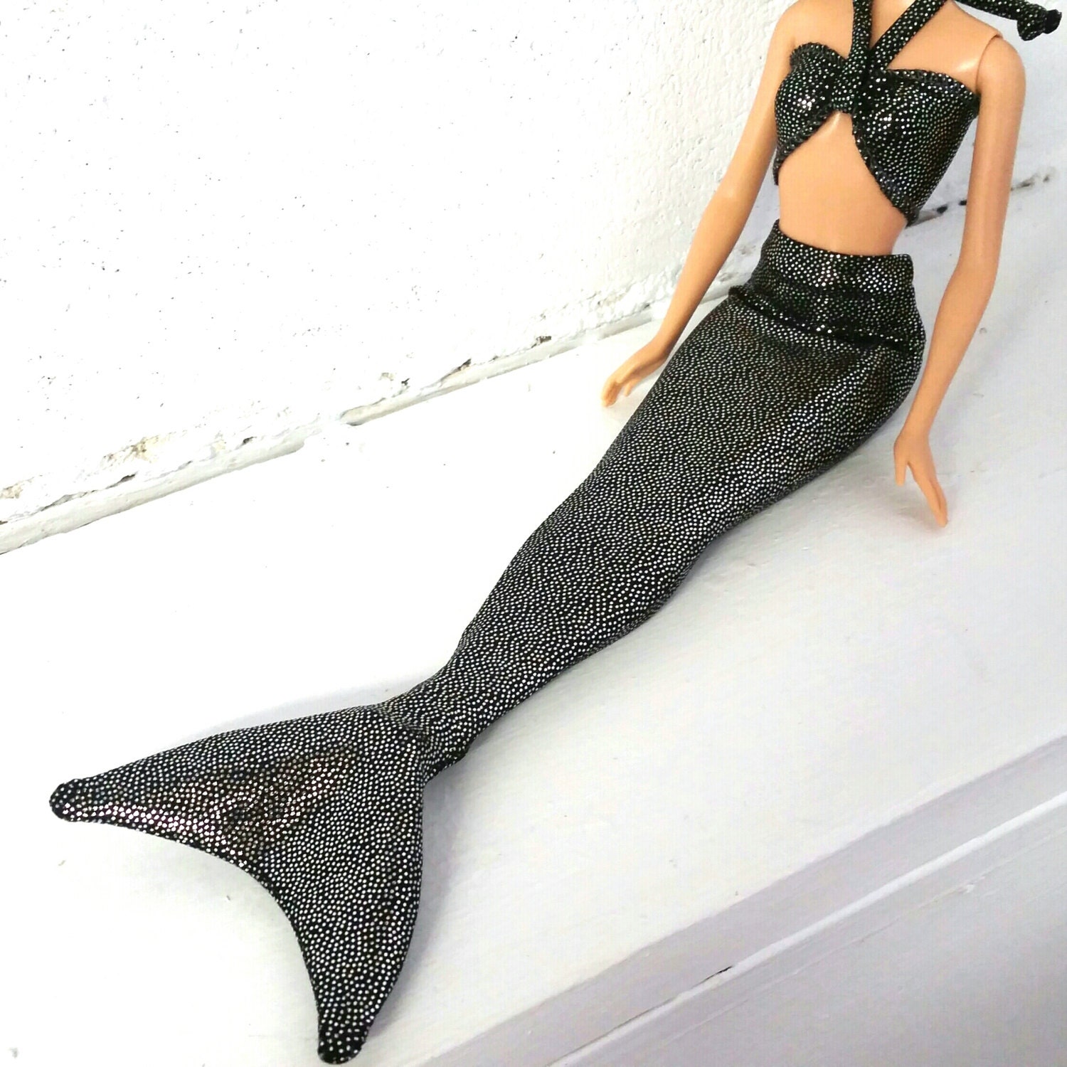 Mermaid Tail and Top Set for Barbie Dark Silver Shimmer - Etsy