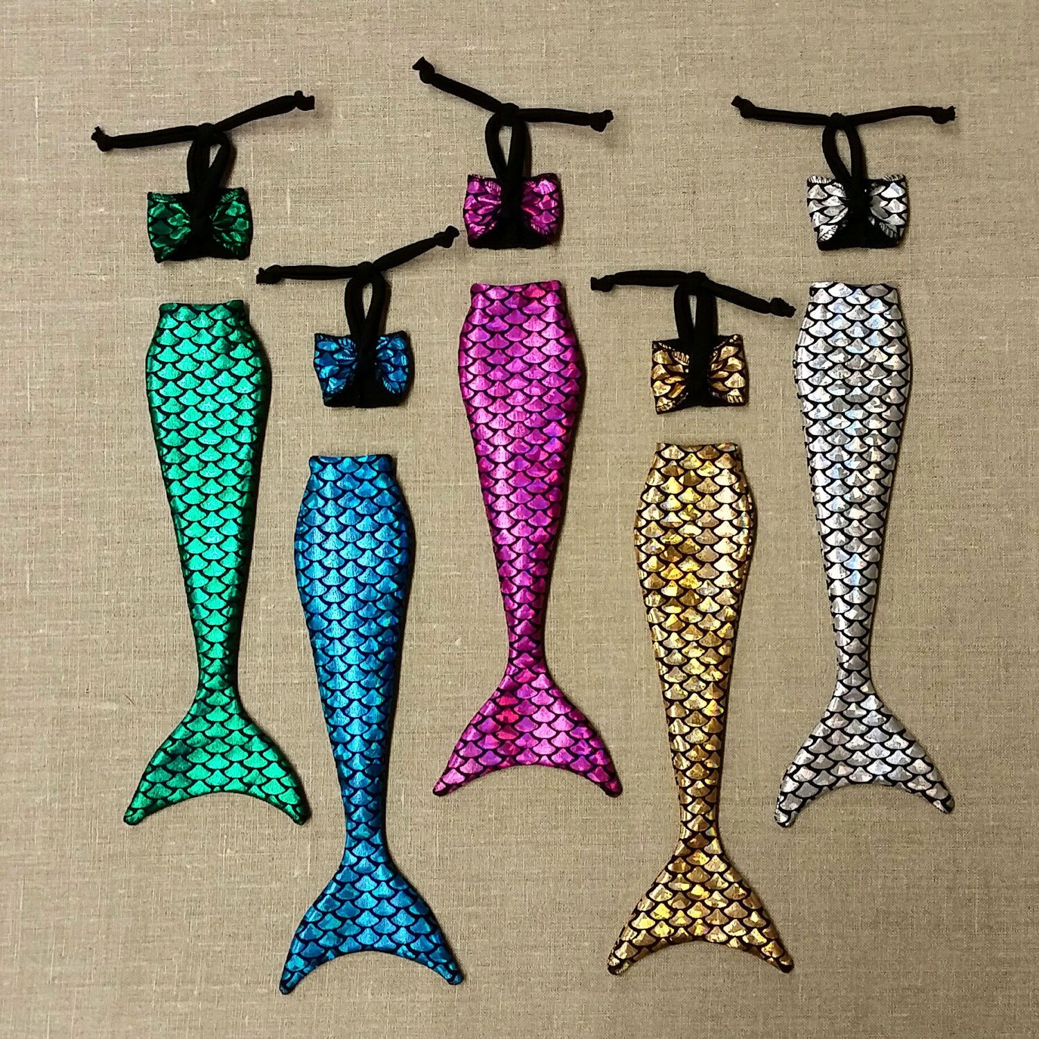 Mermaid Tail and Top Set for 12" Fashion Dolls, Silver Metallic Fish ...