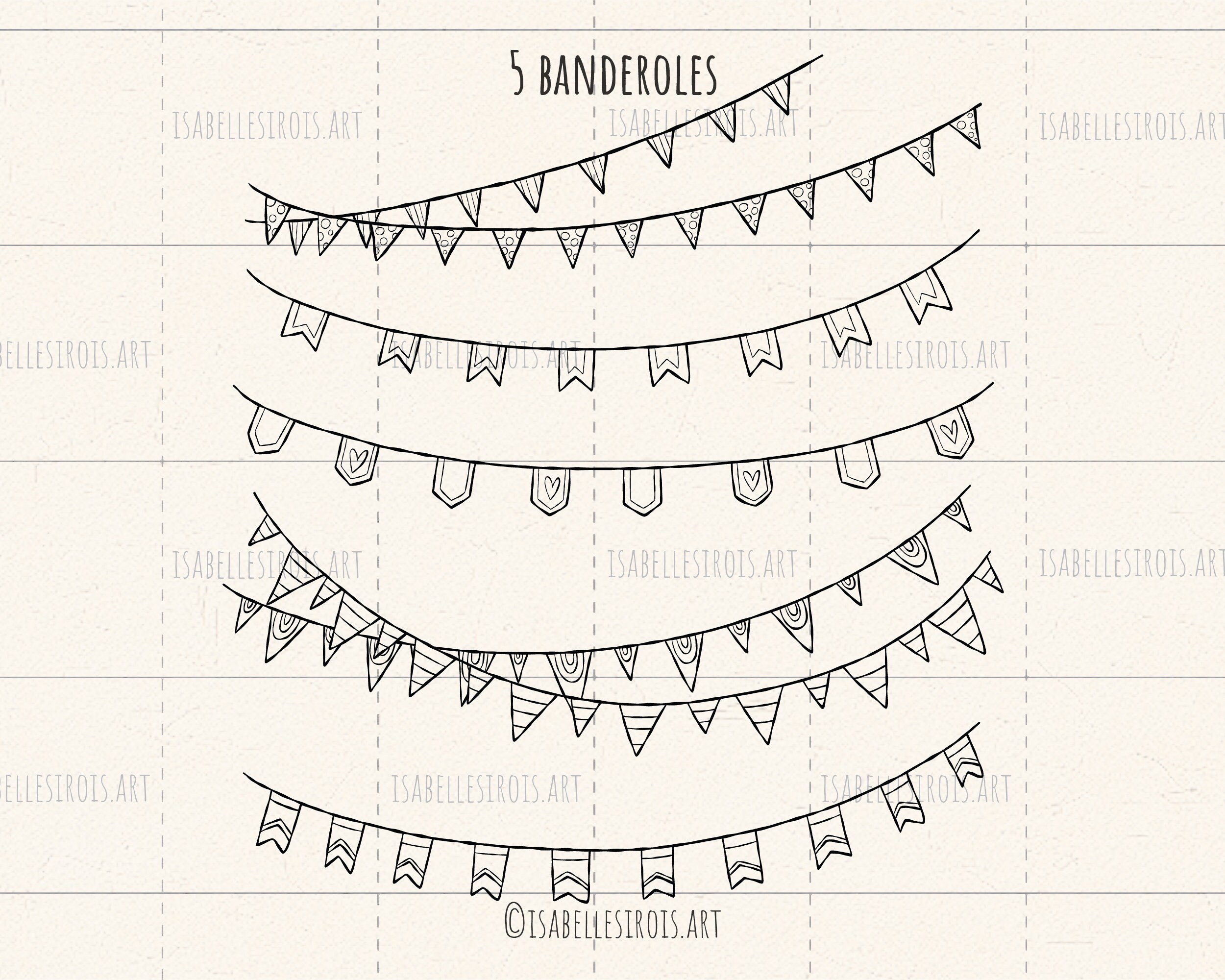 Hand Drawn Pennants Bundle to Download Svg, Streamers Jpg, Doodle ...