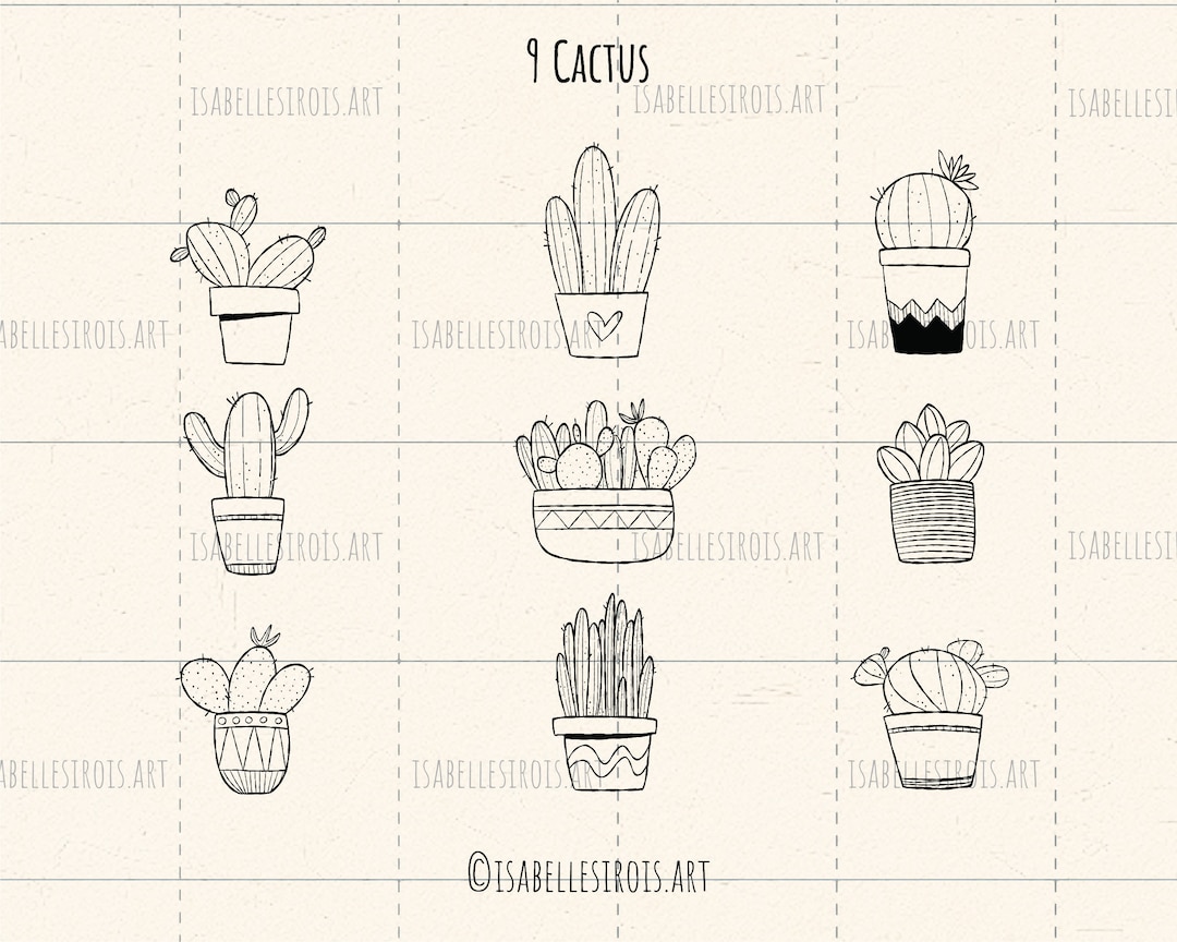 Cacti Bundle to Download Svg, Hand Drawn Cacti Jpg, Doodle Cacti Pdf ...